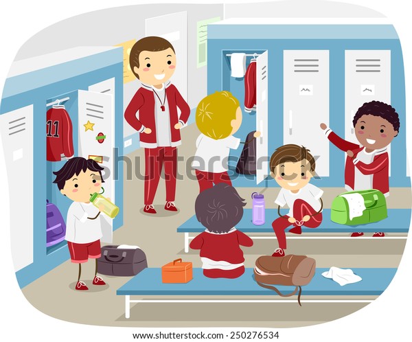 Stickman Illustration Boys Changing Locker Room 库存矢量图（免版税）250276534 ...