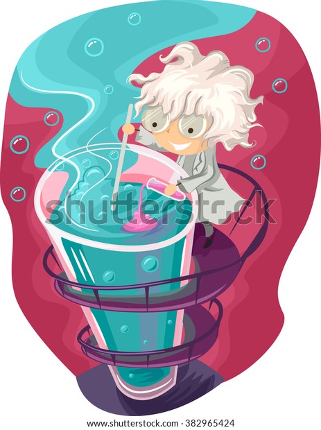 Stickman Illustration Kid Boy Scientist Mixing: vetor stock (livre de ...