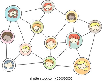 Stickman Illustration Relationship Graph Showing Social Stock Vector ...