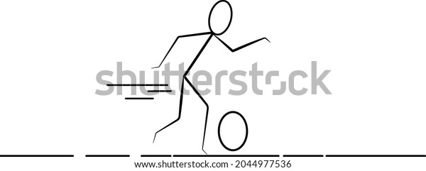 Stickman Kicking Foobal On Ground Stock Vector (Royalty Free ...