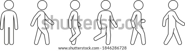 Stickman Line Icons Walk Sequence Stock Vector (Royalty Free ...