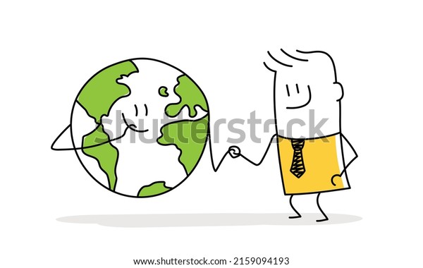 Stickman et la planète terre se : image vectorielle de stock (libre de ...