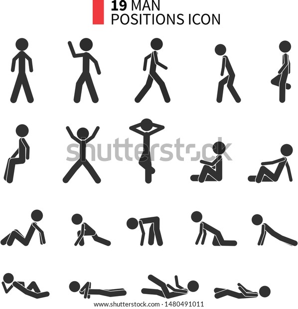 Stickman Positions Icon Pack Icon Pack Stock Vector (Royalty Free ...