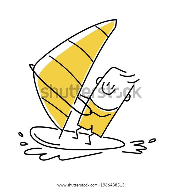 Stickman Riding Wave Wind Surfing Vector: เวกเตอร์สต็อก (ปลอดค่า ...