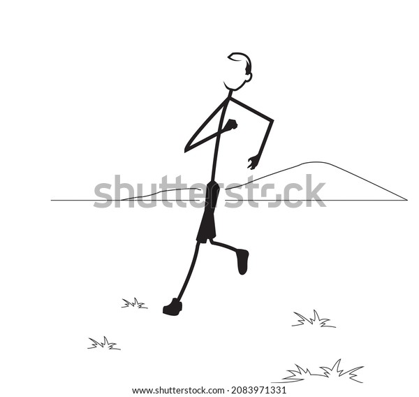 Stickman Running Illustration Vector Landscape Line 库存矢量图（免版税 ...