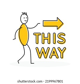 Stickman Showing Way Vector Directional Signs Stock Vector (Royalty ...