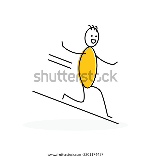 Stickman Slide Down Slope Have Fun Stock Vector (Royalty Free ...