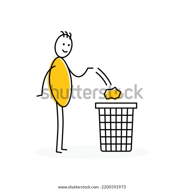 Stickman Stick Figure Throwing Trash Character Stock Vector (Royalty ...