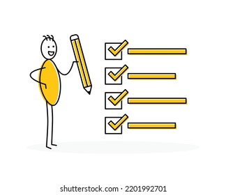 Stickman Stick Figure Tick Checkmark On Stock Vector (Royalty Free ...