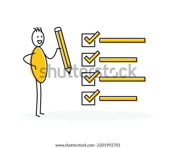 Stickman Stick Figure Tick Checkmark On Stock Vector (Royalty Free ...