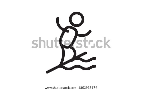 Stickman Surfing Icon Flat Style Vector Stock Vector (Royalty Free ...