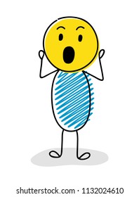 Stickman Surprised Wow Emoji Vector Stock Vector (Royalty Free ...