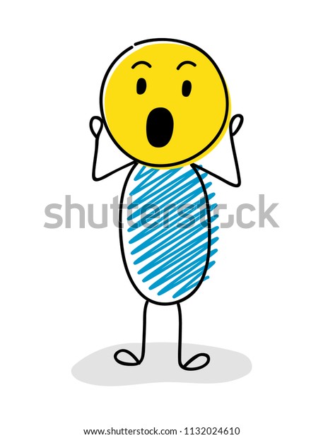 Stickman Surprised Wow Emoji Vector Stock Vector (Royalty Free ...
