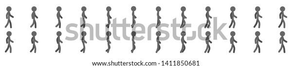 Stickman Walking Cycle Icon Set Looped Stock Vector (Royalty Free ...