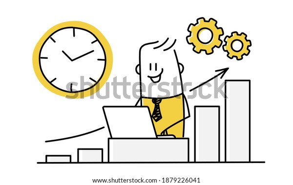 Stickman Working Productivity Effective Job Planning Stock Vector ...