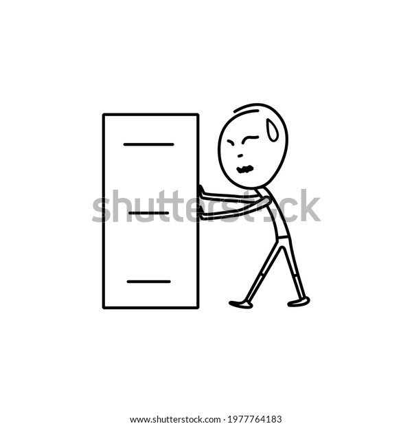Sticky Illustration Boy Pushing Big Box Stock Vector (Royalty Free ...