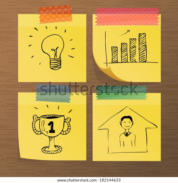 Sticky Note Paper Doodles Stock Vector (Royalty Free) 182144633 ...