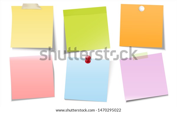 Sticky Note Yellow Green Orange Pink Stock Vector (Royalty Free) 1470295022
