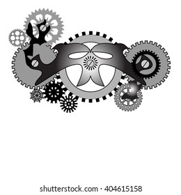 Stilized Mechanical Collage Gear Weels Steampunk Stock Vector (Royalty ...
