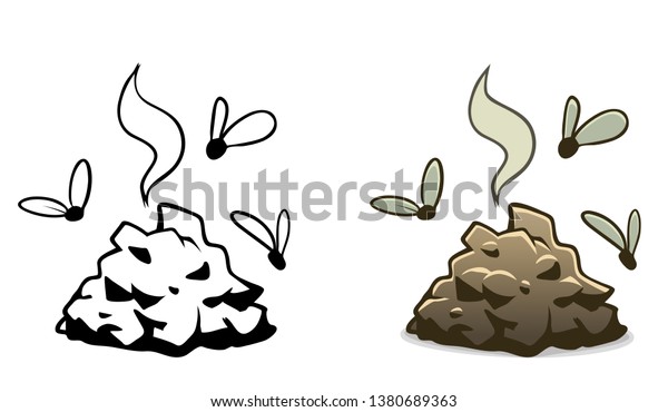 Stinky Pile Flies Cartoon Vector Illustration Stock Vector (Royalty ...