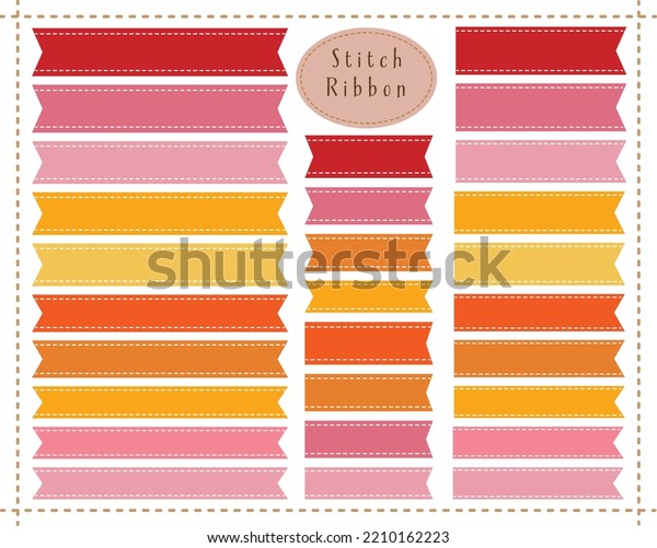 Stitched Straight Ribbon Frame Set Stock Vector (Royalty Free ...