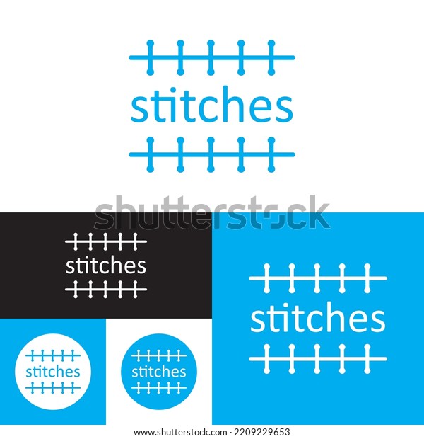 Stitches Logo Blue Black White Color Stock Vector (Royalty Free ...