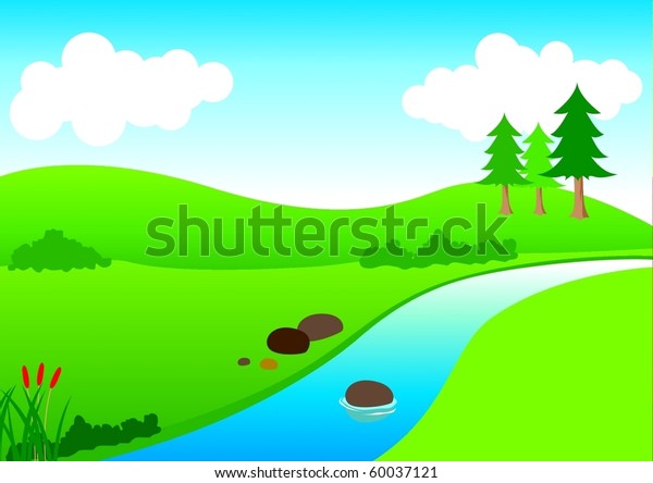 Stock Illustration River View Stock Vector (Royalty Free) 60037121