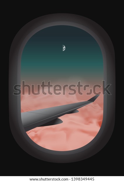 Stock Vector Airplane Window View Airplane Stock Vector (Royalty Free ...