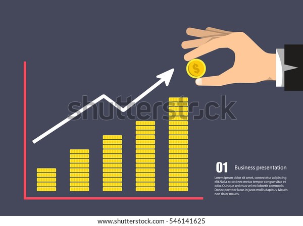 Stock Vector Graph Coin Money Represent Stock Vector (Royalty Free ...