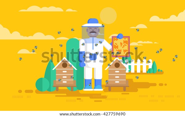 Stock Vector Illustration Character Beekeeper Beekeeping Stock Vector ...