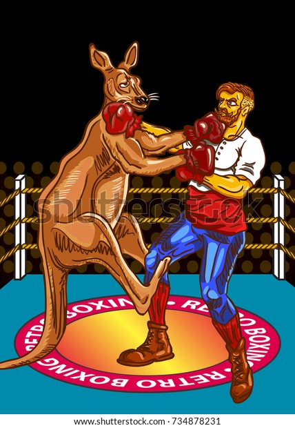 Stock Vector Kangaroo Man Boxing Ring Stock Vector (Royalty Free) 734878231