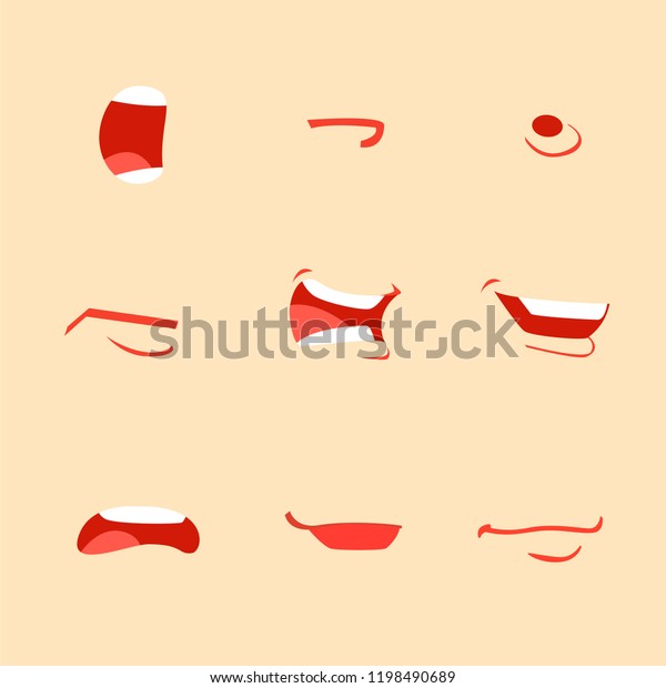 Stock Vector Set Cartoon Mouth Animation Stock Vector (Royalty Free ...