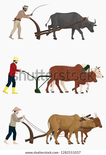 Stock Vector Set Farmers Plow Field Stock Vector (Royalty Free ...