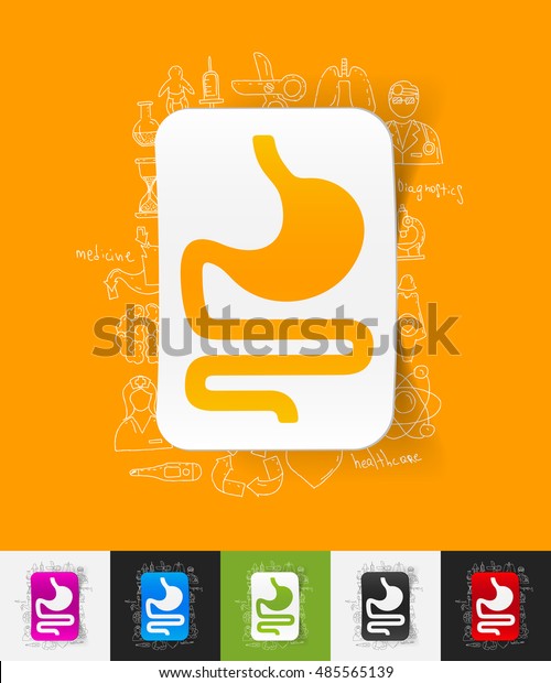 Stomach Paper Sticker Hand Drawn Elements Stock Vector (Royalty Free ...
