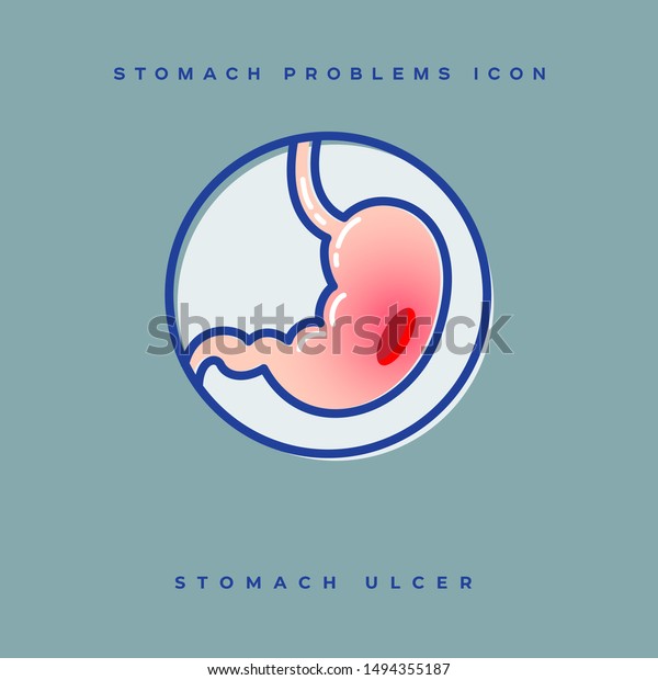 Stomach Problem Icon Stomach Ulcer Linear Stock Vector (Royalty Free ...