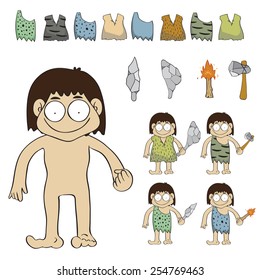 Vektor Stok Stone Age People Cartoon Vector Illustration (Tanpa Royalti ...