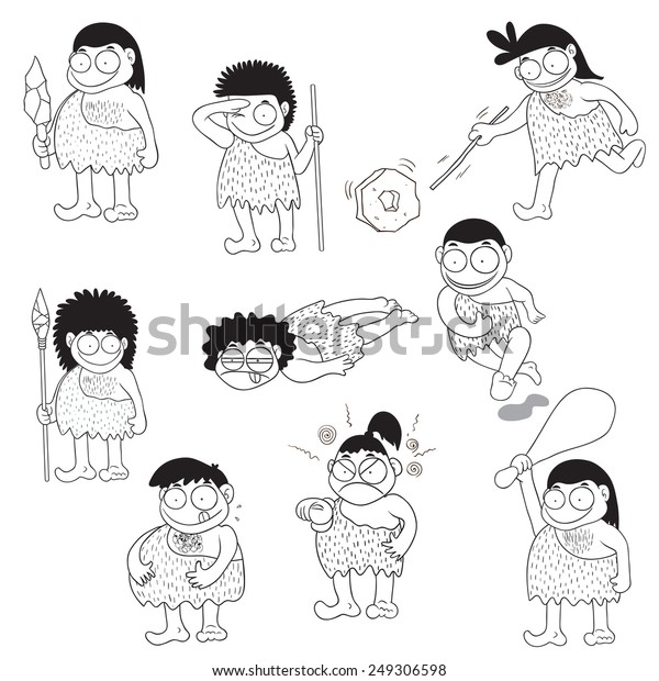 Stone Age People Cartoon Vector Stock Vector (Royalty Free) 249306598 ...