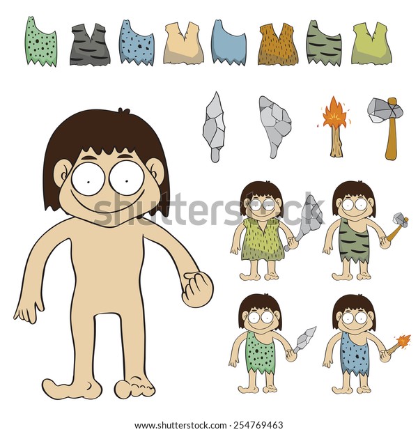 Stone Age People Cartoon Vector Illustration Stock Vector (Royalty Free ...
