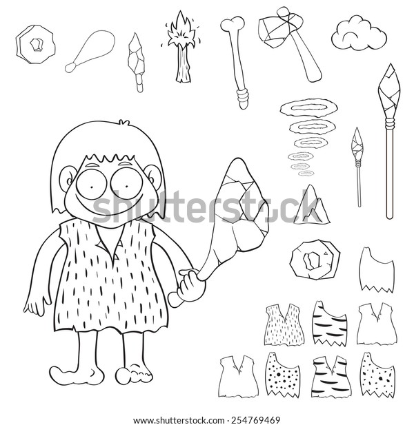 Stone Age People Cartoon Vector Illustration Stock Vector (Royalty Free ...