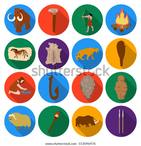 Stone Age Set Icons Flat Style : image vectorielle de stock (libre de ...