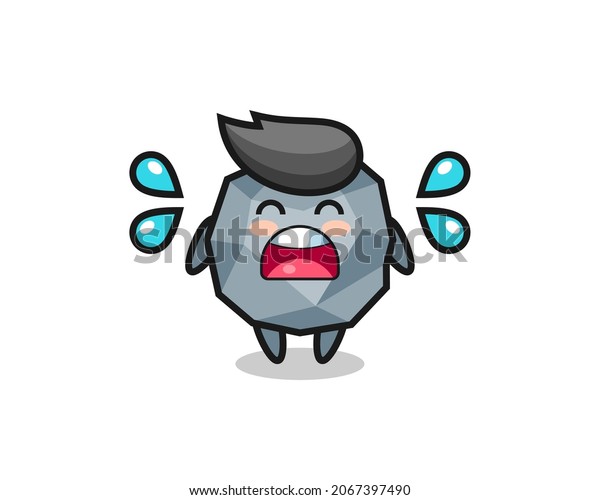 Vektor Stok Stone Cartoon Illustration Crying Gesture Cute (Tanpa ...