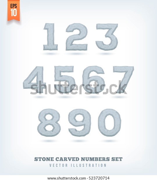 Stone Carved Letters Numbers Typeface Symbols Stock Vector (Royalty ...