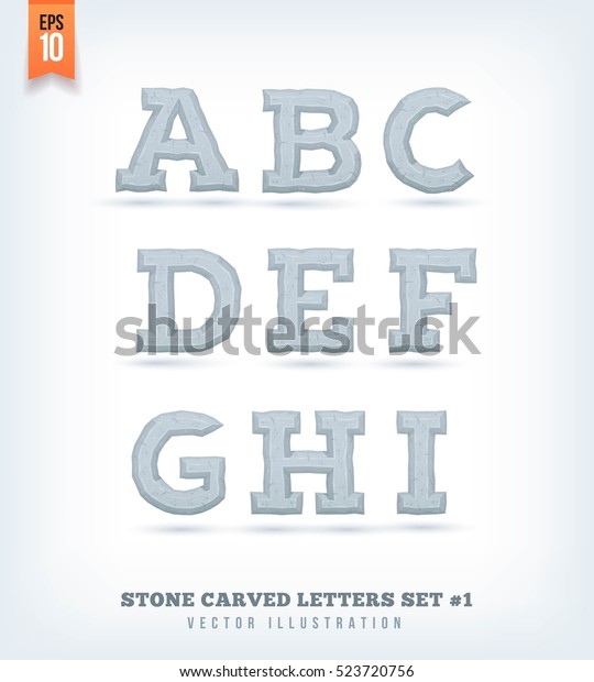Stone Carved Letters Numbers Typeface Symbols Stock Vector (Royalty ...