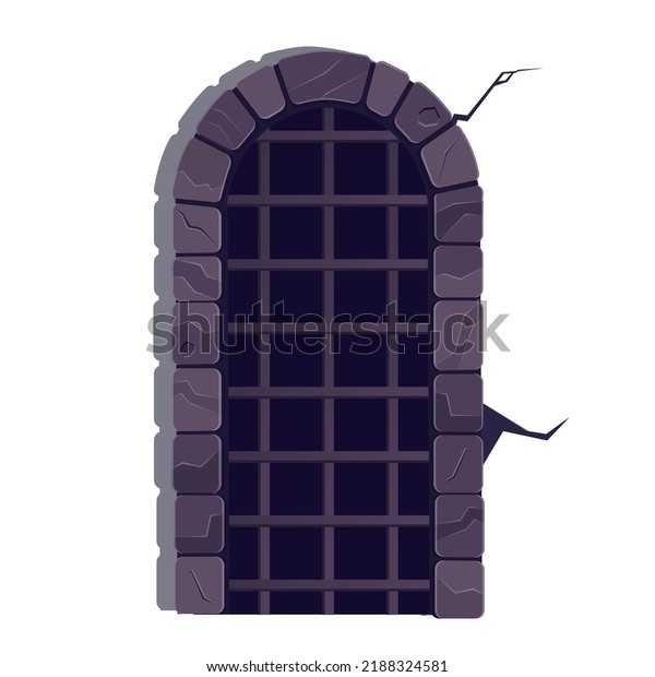 Stone Door Bars Prison Cartoon Door Stock Vector (Royalty Free ...