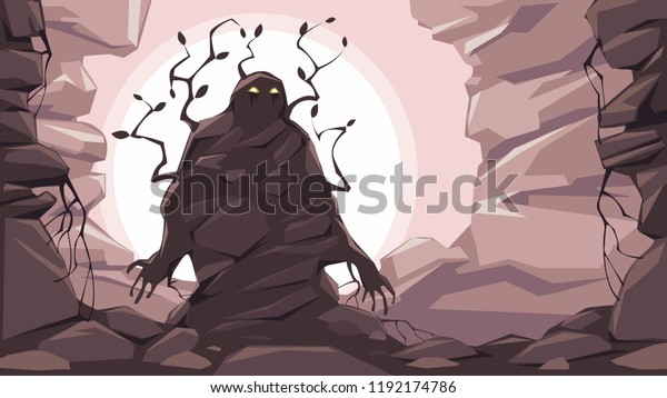 Stone Golem Fantasy Vector Illustration Stock Vector (Royalty Free ...