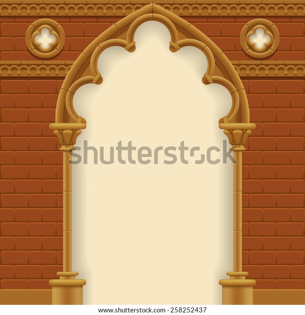 Stone Gothic Arch Wall Antique Architecture 库存矢量图（免版税）258252437 ...