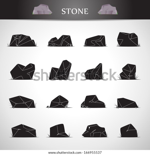 Stone Icons Set Isolated On Gray Stock Vector (Royalty Free) 166955537