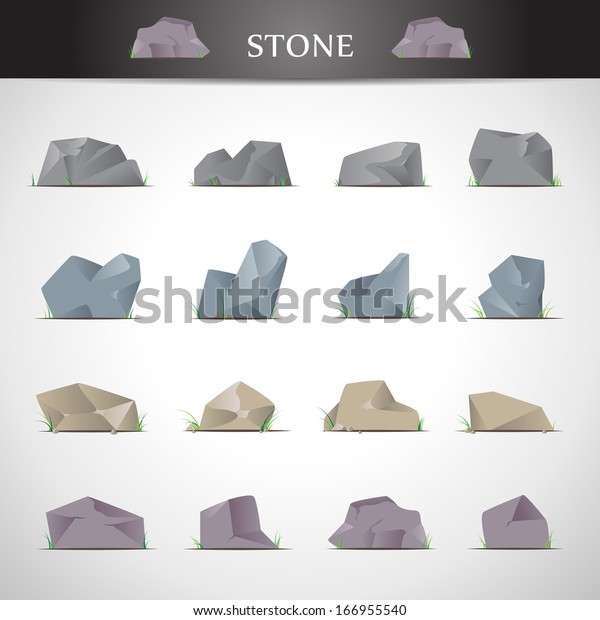 Stone Icons Set Isolated On Gray Stock Vector (Royalty Free) 166955540