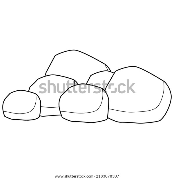 Stone Line Vector Illustrationisolated On White: เวกเตอร์สต็อก (ปลอดค่า ...