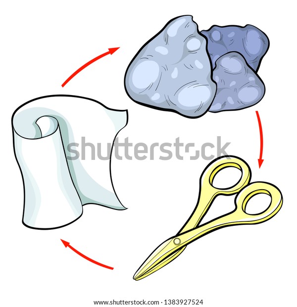 Stone Paper Scissors Game Vector Illustration 스톡 벡터(로열티 프리) 1383927524 ...